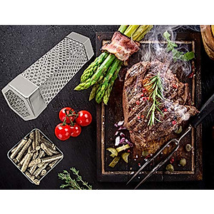 Smoker Smoke Tube Box for Pellets Grill, 304 Stainless Steel BBQ Cold Smoker Generator Tube, 2.5 Hours of Billowing Hot or Cold Smoking - 6" Hexagon