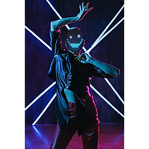 cosday LED Mask Light Up Face Mask with Programmable for Kids Adults for Cosplay Party Halloween Costume (Mini Led Mask)