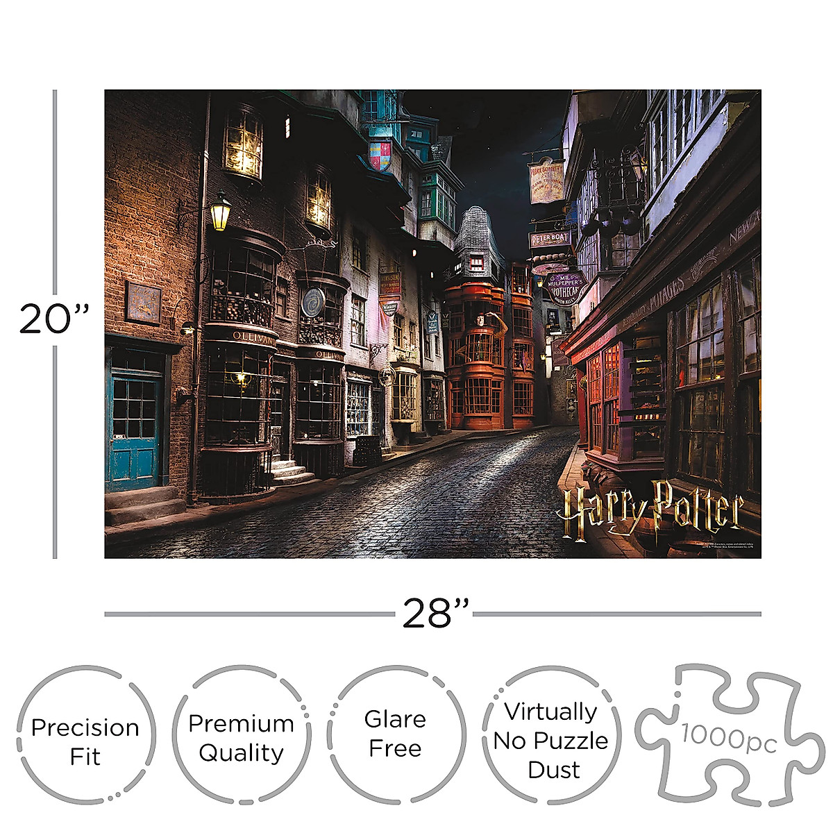 AQUARIUS Harry Potter Puzzle Diagon Alley (1000 Piece Jigsaw Puzzle) - Officially Licensed Harry Potter Merchandise & Collectibles - Glare Free - Precision Fit - 20x28in