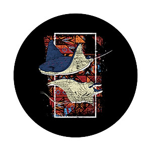 Ocean Animal Manta Ray Lover Hawaiian Tribal Manta Ray PopSockets Swappable PopGrip