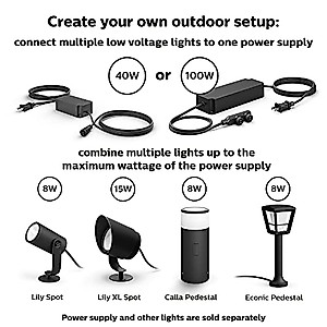 Philips Hue Econic White & Color Ambiance Outdoor Smart Pathway Light Base Kit + Light Extension + Smart Hub