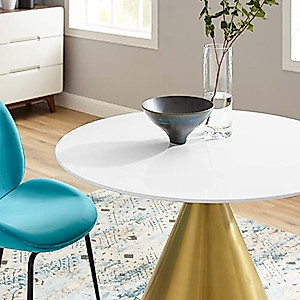 Modway Tupelo Round 40" Dining Table, 40 Inch, Gold White