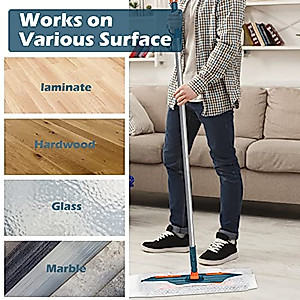 Midyb Microfiber Mops for Floor Cleaning, Floor Dust Mop with 2 Reusable Pads & 20pcs Dry Sweeping Cloths Refills, Wet Dry Mop for Hardwood, Vinyl, Laminate, Tile Cleaning