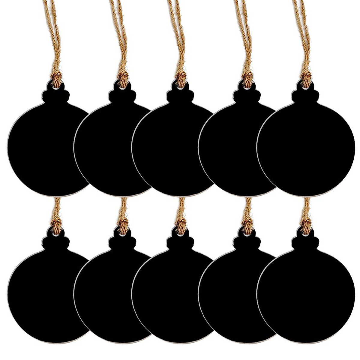 Healifty Mini Two-Sided Chalkboard 10PCS Round Mini Chalkboard with Hemp Rope Blackboard Message Board for Home Decoration Pendant DIY Accessories