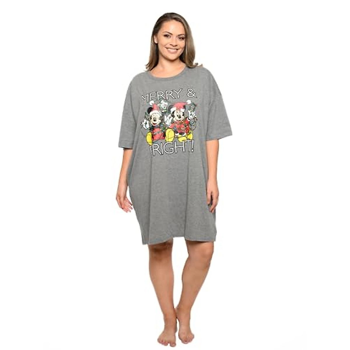 Disney Womens Sleepshirt Mickey Minnie Mouse Print (Christmas, One Size)