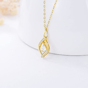 14K Gold Infinity Pendant Necklace for Women, Solid Gold Forever Love Infinity Necklace with 18 Inch Chain Anniversary Birthday Mothers Day Jewelry Gifts for Mom, Wife