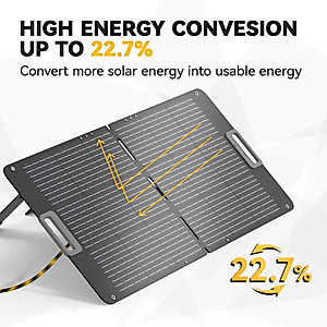 Power Queen 100W Portable Solar Panel for Power Station Generator, IP67 Foldable Solar Panel with MC4, Solar Charger with Adjustable Kickstands