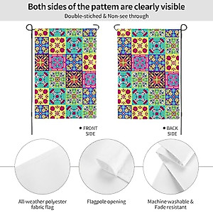 Mexican Talavera Tile Pattern Garden Flag - Vibrant Double Sided Garden Flag - Yard Decorating Flag Garden Flag Decoration - Outdoor Flag Decorator'S Favorite