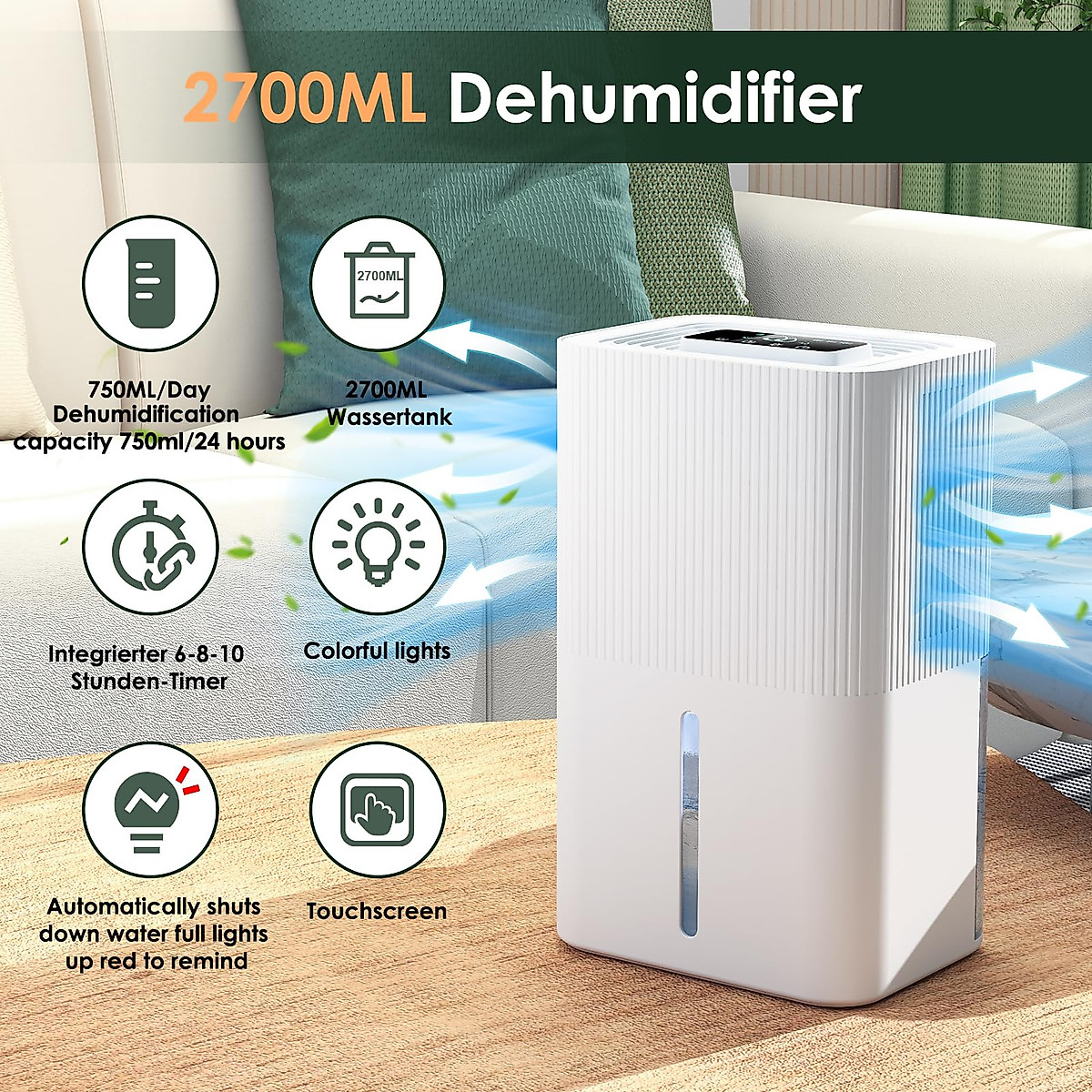 Portable Home Dehumidifier for Basements|91 OZ Tank|900 sq.ft Coverage|Quiet Smart Design with Auto Shut-Off
