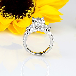 DoubleAccent Platinum Plated Sterling Silver Ring 2 CT Round CZ Stone Beautiful Wedding Engagement Ring (Size 5 to 9), 6