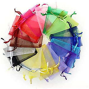 Akstore 50Pcs 3.15"x4"(8x10cm) Sheer Drawstring Organza Jewelry Pouches Wedding Party Christmas Favor Gift Bags (White, 3.15x4)