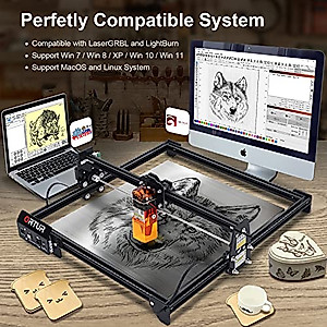 ORTUR Laser Engraver, Laser Master 2 S2 LF, 20W Laser Engraving Cutting Machine, 0.17*0.25mm Fixed-Focus Compressed Spot Eye Protection 5.5W Output Power Laser Cutter for DIY Metal, Wood (390x410mm)