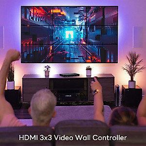 BOOBRIE Video Wall Controller, Video Wall Processor 3x3 4K Input & 1080P HDMI Output for 9 TV Splicing Display, 180 Degree Rotate, 14 Splicing Modes 3x3 3x2 2x2 3x11x4 2x3 4x2 2x4...