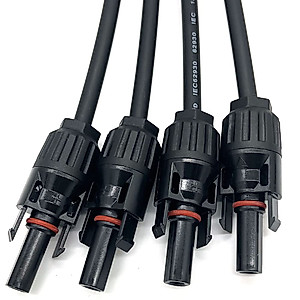 Solar Panel Connector Y Branch Solar Connector 1 to 4, 10 AWG Solar Cable and Connectors for Solar Combiner Box (1 Pair 1Y4)