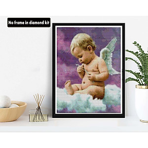 VAIIEYO Diamond Art Kits for Adults Angel Baby, Diamond Painting Cloud, Full Drill Round Rhinestone Craft Canvas for Home Wall Decor Gift 12x16 inch