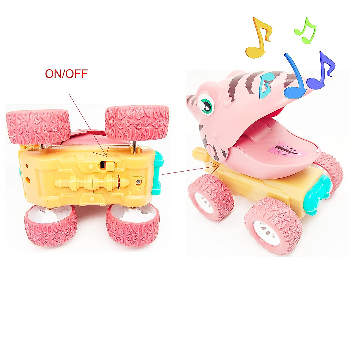 WedFeir Dinosaur Pull Back Cars Set of 3, Flashing Lights and Dino Roar Music Toys Dinosaur Toys for 3 Year Old Boy, Dinosaurs Pull Back Cars, Monster Trucks for Kids, Bithday Gifts for 3+ Years Old.