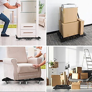 Nellyke Furniture Movers Dolly Furniture Movers with Wheels, Portable Moving Rollers Leg Dollies for Heavy Furniture, 4 Wheels Small Flat Dolly, 1760 Lbs Capacity, 2 Pack, Black…