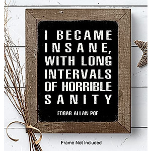 Edgar Allan Poe Wall Art & Decor - Funny Sayings for Home Decor, Office, Bedroom, Living Room, Apartment - Literary Quotes - Unique Gift for Men - Gothic Poster Print Picture Sign - Goth Home Decor