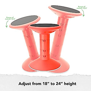 Storex Active Tilt Stool – Ergonomic Seating for Flexible Office Space and Standing Desks, Adjustable 12-24 Inch Height, Red (00324U01C)