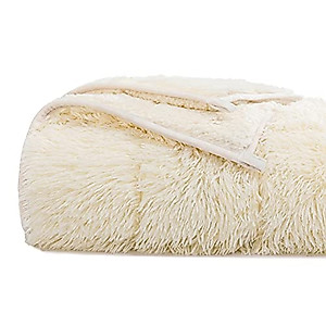 joybest Faux Fur Weighted Blanket Oeko-Tex Standard 100 Certified Sherpa Fleece 10 Pounds 50x60 Inches Throw Size Heavy Weighted Blanket with Premium Glass Beads, Light Beige