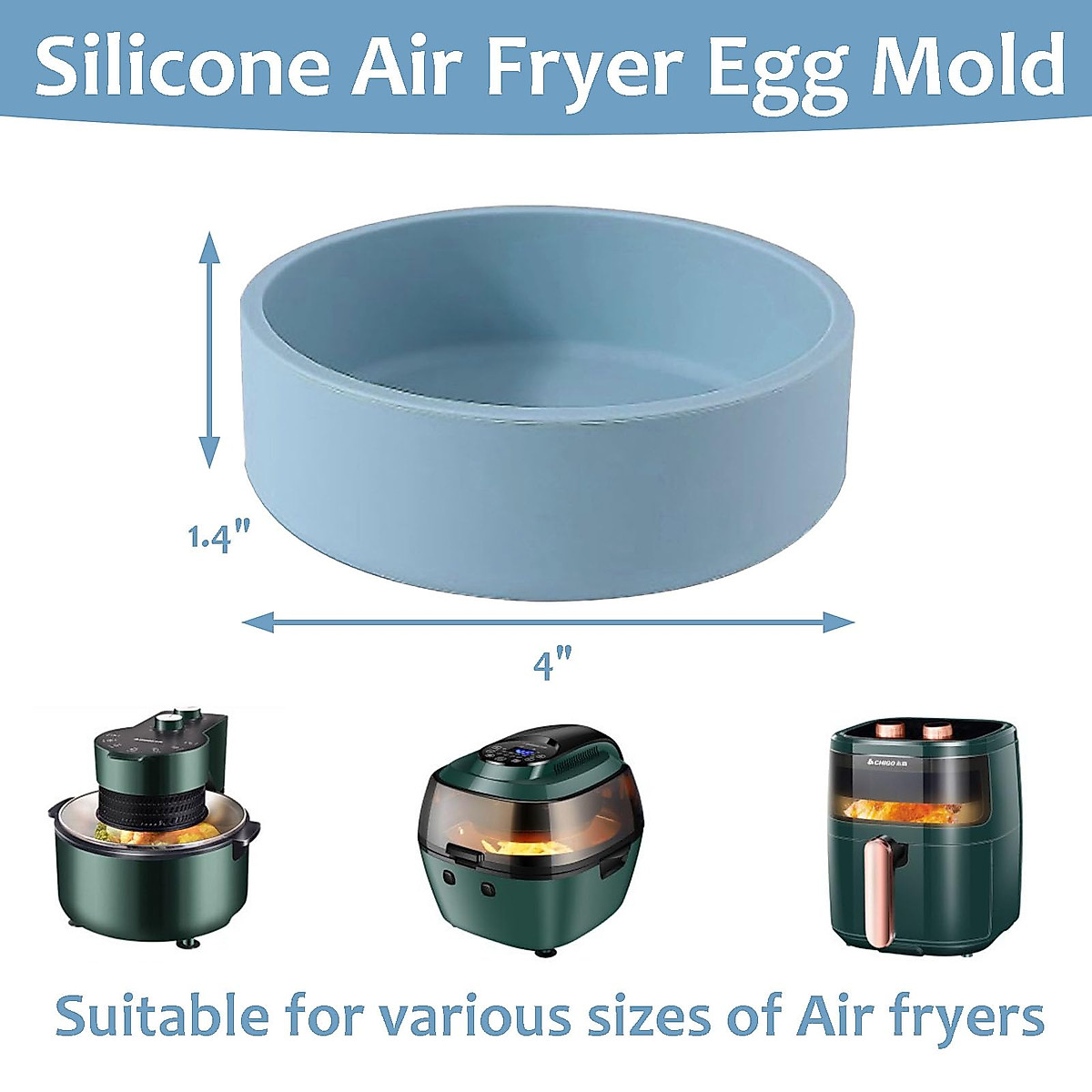 Silicone Air Fryer Egg Mold, 3 Pcs Reusable Air Fryer Egg Pan Nonstick Egg Bite Mold Silicone Egg Mold for Microwave Egg Cooker Eggwich Egg Muffin Egg Bites Maker for Oven Microwave