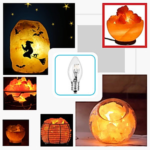 15W Salt Rock Lamp Bulb, 15 Watt Replacement Bulbs for Himalayan Salt Lamps & Baskets, Chandeliers, Scentsy & Wax Warmers, Night Lights. Incandescent E12 Socket with Candelabra Base, C7, 12 Packs