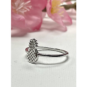 PERFECTJEWELZ Tropical Pineapple CZ Ring 925 Sterling Silver 11mm Size 8