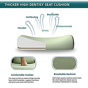 Sweetcrispy Swivel Rolling Padded Armrests Headrest, High Back Lumbar Pillow and Retractable Footrest Ergonomic Home Office, Height Adjustable Reclining Mesh Chair, Green
