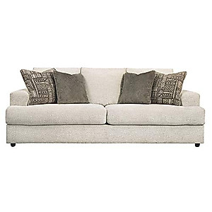 Signature Design by Ashley Soletren Contemporary Chenille Sofa with 4 Accent Pillows, Off-White