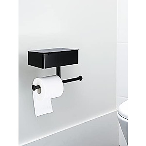 Pilarmuture Holder Wall Mount Organizer,Stainless Steel Double Size Holder with Shelf,Bathroom Holder with Storage,Roll Toilet Holder (Type A)