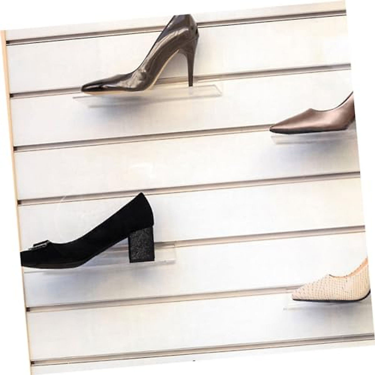 Hemobllo 5sets Transparent Shoe Rack Slat Wall Shelf Hanging Slat Wall Accessories Stand Corner Storage Shelf Boutique Multiple Floating Shelves for Wall Sneaker Clear Wall Display 4pcs*5