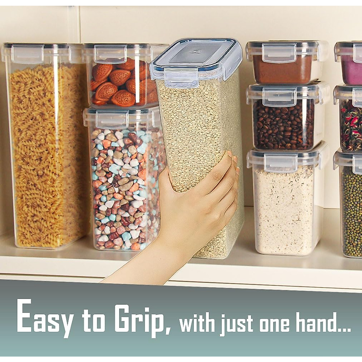 Airtight Food Storage Containers with Lids Set 10 Pack, Clear Plastic Pantry & Kitchen Organizers and Storage for Cereal Flour Pasta Snacks Sugar & Dry Food, BPA Free, with multiple Labels & Spoons