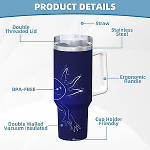 Funny White Axolotl 40oz Tumbler With Handle And Straw Insulated Tumblers Leak Proof Double Walled Stainless Steel Travel Mug pattern7