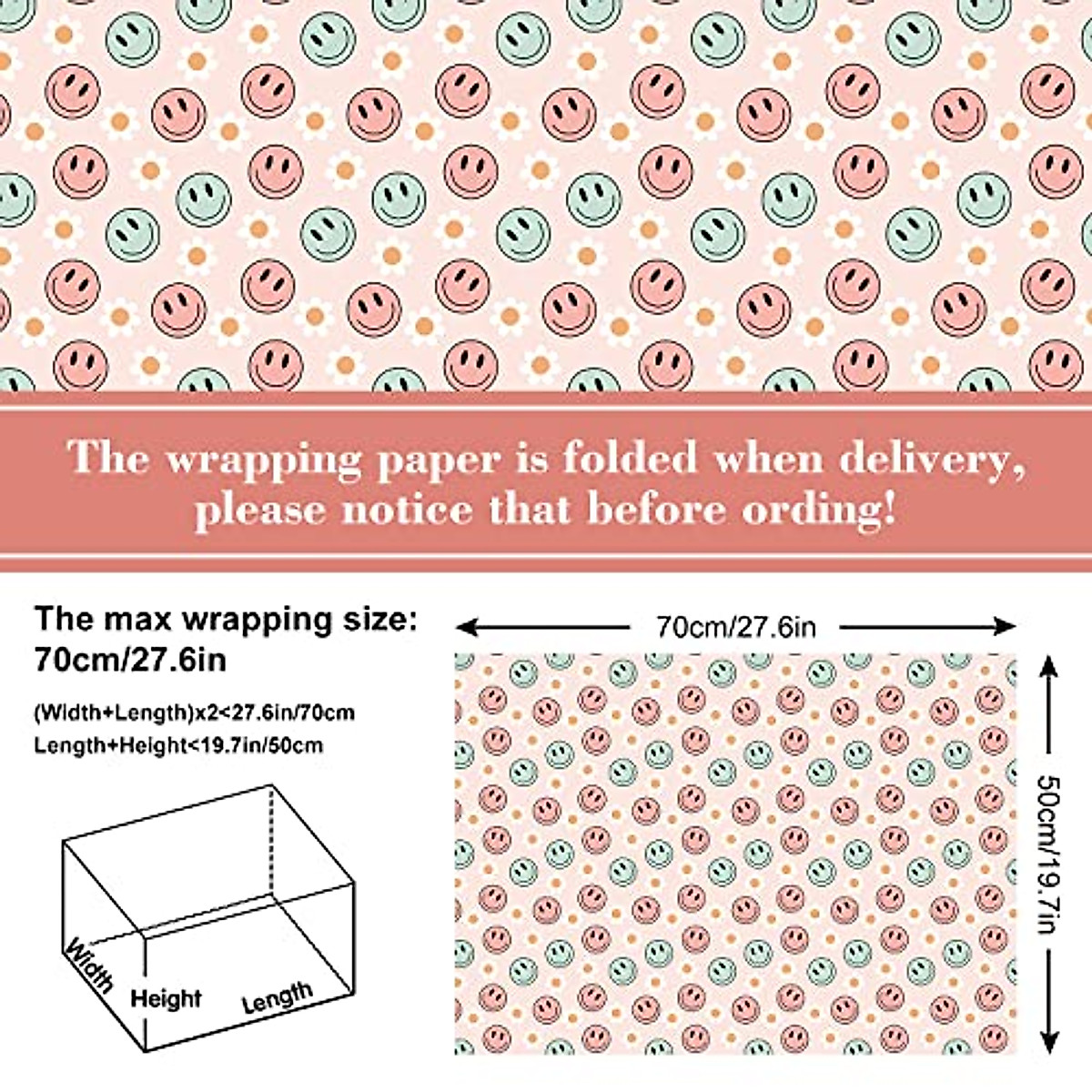 Whaline 12 Sheet Retro Boho Wrapping Paper Folded Flat Boho Floral Gift Wrap Art Paper for Birthday Wedding Baby Shower DIY Crafts Gift Packing Supplies, 19.7 x 27.6 Inch, 6 Design