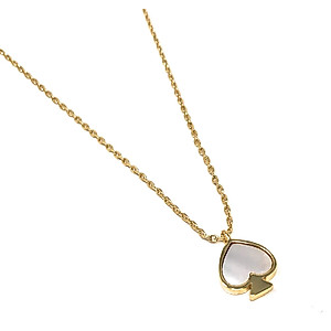 Kate Spade New York Signature Spade Mother of Pearl Gold Plated Mini Charm Pendant Necklace Cream