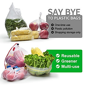 Mipruct 24 pack Reusable Produce Bags,Reusable produce bags for grocery,mesh bags See-Through and Washable Grogery Bags with 3 Sizes useful for storage fruits,vegetables,toys……