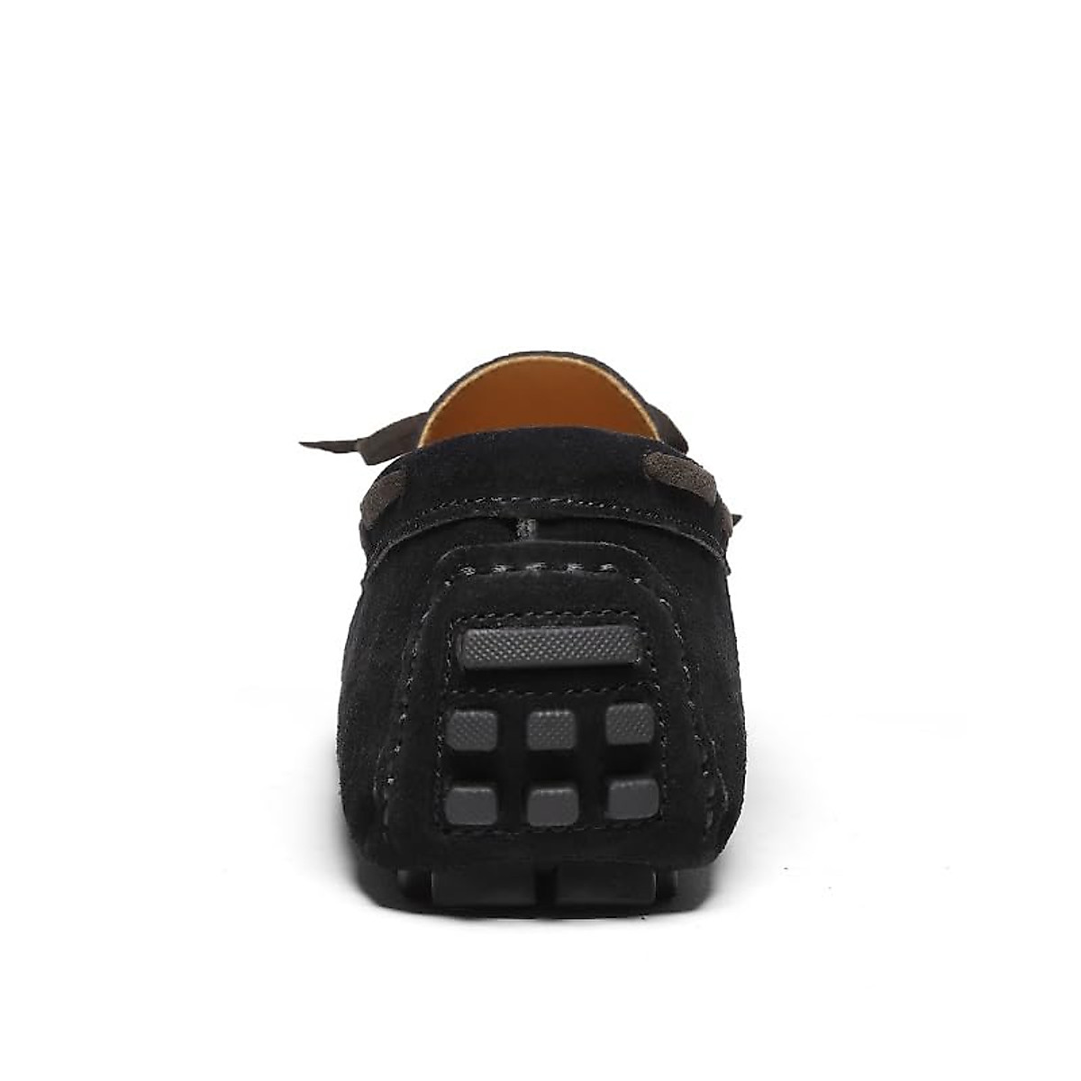 KHIRY Men's Loafers Suede Leather Moccasins Driving Loafers Boat Shoes Simple Lightweight Anti-Slip Comfortable Casual Slip On (Color : Black, Size : 8)