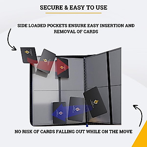 Card Guardian - 4 Pocket Premium Binder for 160 Cards (Black) | Zipper Closure and Side Loaded Pockets | Compatible with Trading & Sports Cards including Magic the Gathering, Yugioh, Baseball Cards