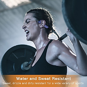 Bone Conduction Headphones Bluetooth5.0, Open Ear Headphones Sports Wireless Earphones with Built-in Mic, Sweat Resistant Headset for Workouts, Running， Cycling, Hiking, Driving, Climbing-Blue