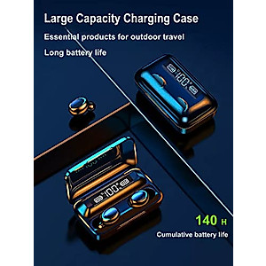 True Wireless Earbuds Bluetooth 5.0 Headphones Touch Control with Wireless Charging Case IPX7 Waterproof Stereo Earphones in-Ear Built-in Mic Headset Premium Deep Bass Black