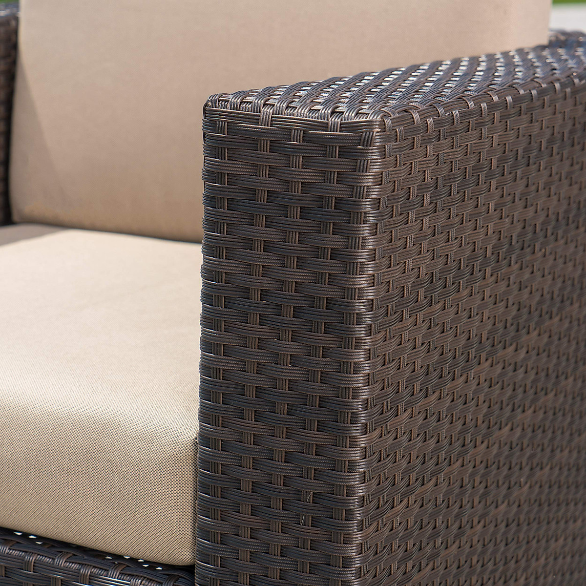 Christopher Knight Home Puerta Outdoor Wicker Swivel Club Chairs with Water Resistant Cushions, 2-Pcs Set, Dark Brown / Beige