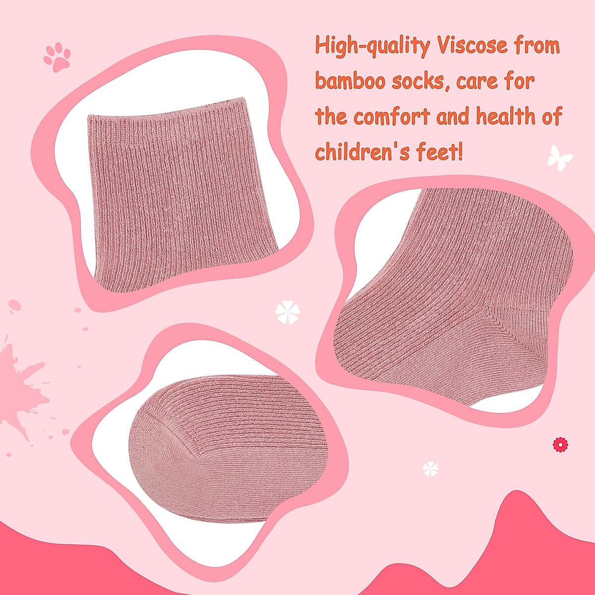 SERISIMPLE Viscose Bamboo Stretch Kids Ankle Socks Breathable Lightweight for Toddler Preschool Thin Soft Baby Socks 5 Pairs (Assorted, Small)