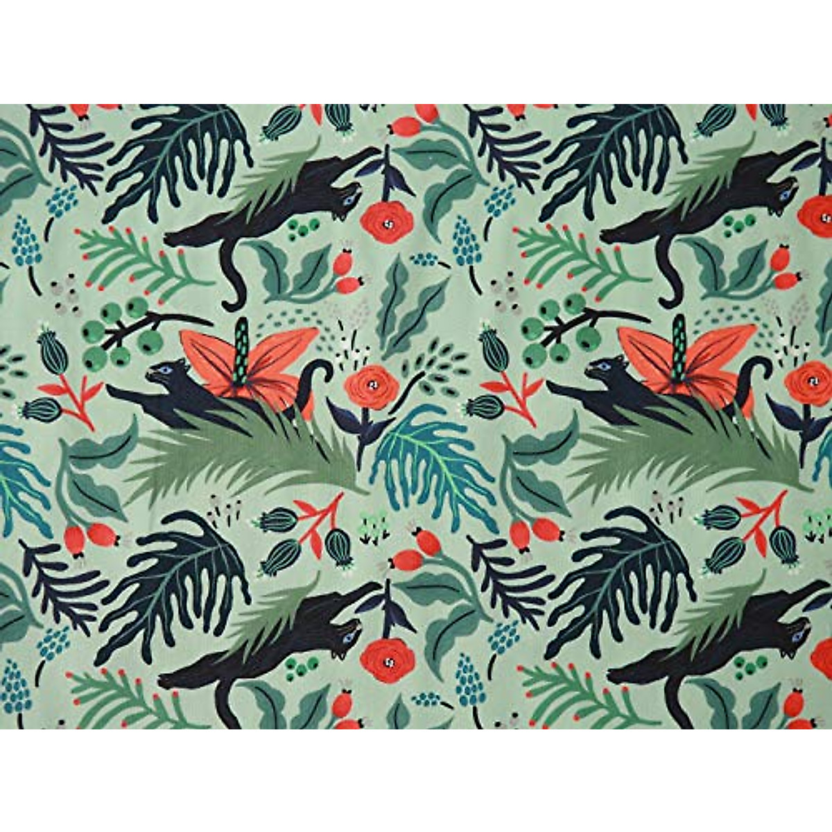 COTTONVILL MALLANGLUNA Collection 20COUNT Cotton Print Quilting Fabric-Floral Forest (1yard, Jaguar-1)