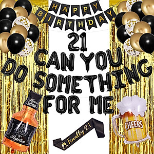 21 Can You Do Something For Me Birthday Decorations 21st Birthday Men Happy 21st Birthday Decorations For Him 21 Birthday Decorations For Man 21 Year Old Boy Birthday Black Gold Twenty One Party Decor