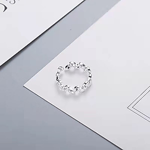 XIANGTAO 925 Sterling Silver Rings Adjustable-Open Leaves Leaf Ring Thumb Plant Branch Rings for Women