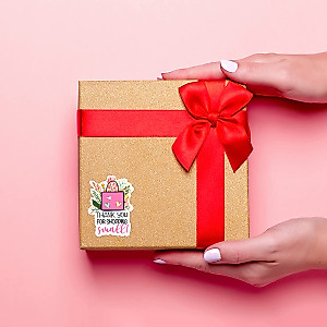 Thank You for Shopping Small Business Stickers,Cute Flower Basket Thank You Stickers,Handmade Stickers,Envelopes Seal Stickers,Mail Packaging Sticker for Small Business 500 PCS