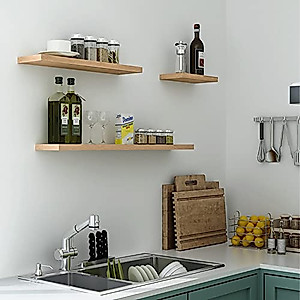 ASLASL Floating Shelves for Wall Decor Storage Set of 2 Wall Shelves with Invisible Metal Brackets Simple and Rustic Wall Shelves Suitable for Bedroom Living Room Bathroom Kitchen(Wood,11.81in)