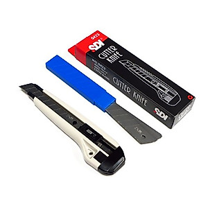 SDI-0423 Snap-off Utility Knife with 12 Set of Sk2+cr Blades, 18mm Medium Duty Cutter