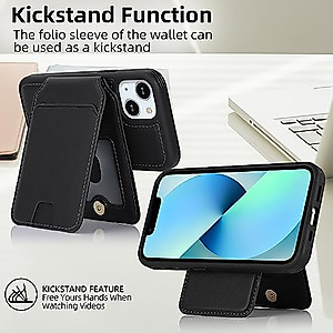 Ｈａｖａｙａ for iPhone 13 Mini Magsafe Case Compatible iPhone 13 Mini Wallet Case with Card Holder iPhone 13 Mini case magsafe Compatible Wallet Phone Cover Detachable 2-in-1 for Women and Men-Black