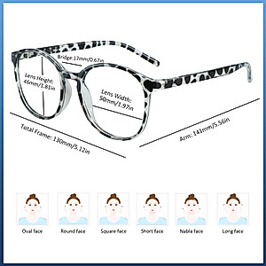 VisionGlobal Blue Light Blocking Glasses for Women/Men, Anti Eyestrain, Stylish Oval Frame, Anti Glare (Leopard, +1.25 Magnification)